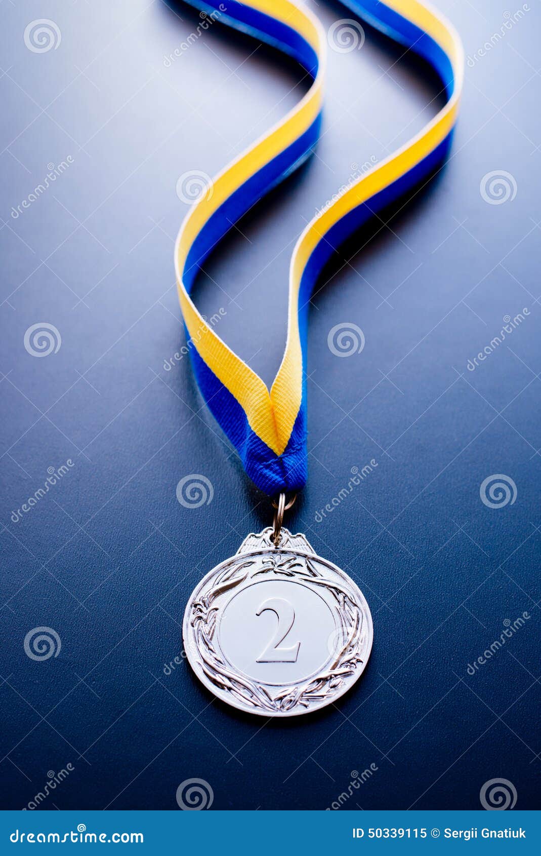 Silver Medal on a Dark Background Stock Image - Image of leader ...