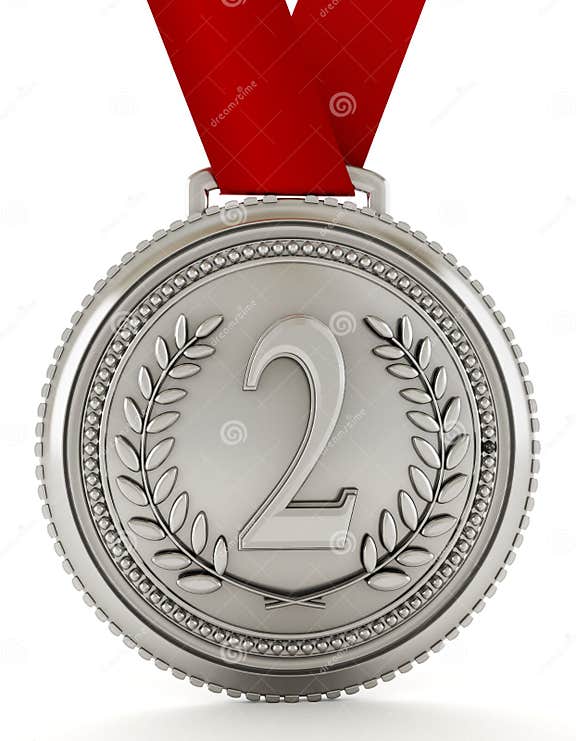 Silver Medal with Number Two. 3D Illustration Stock Illustration ...