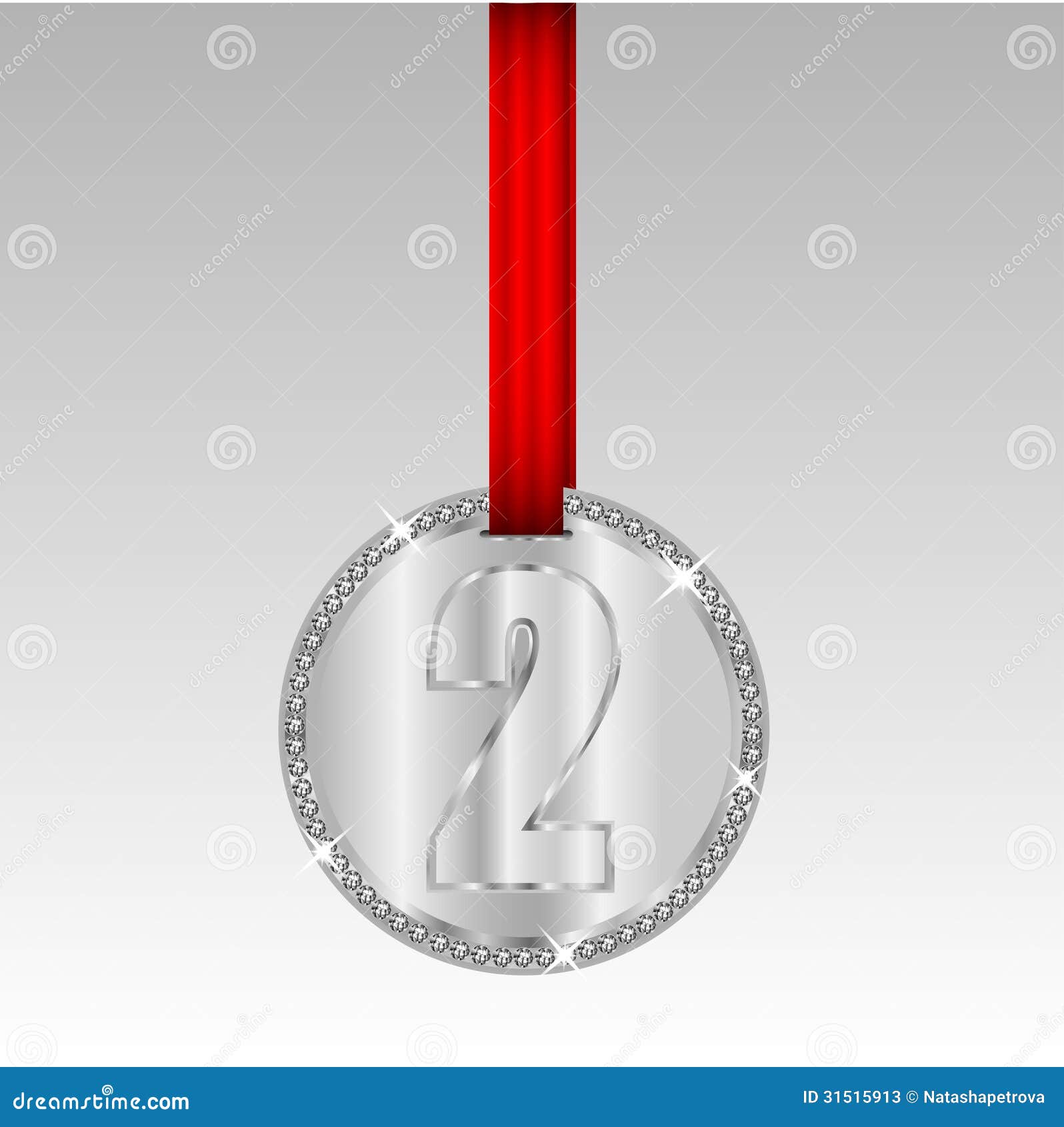 Silver Medal with Number Two Stock Vector - Illustration of brilliant ...