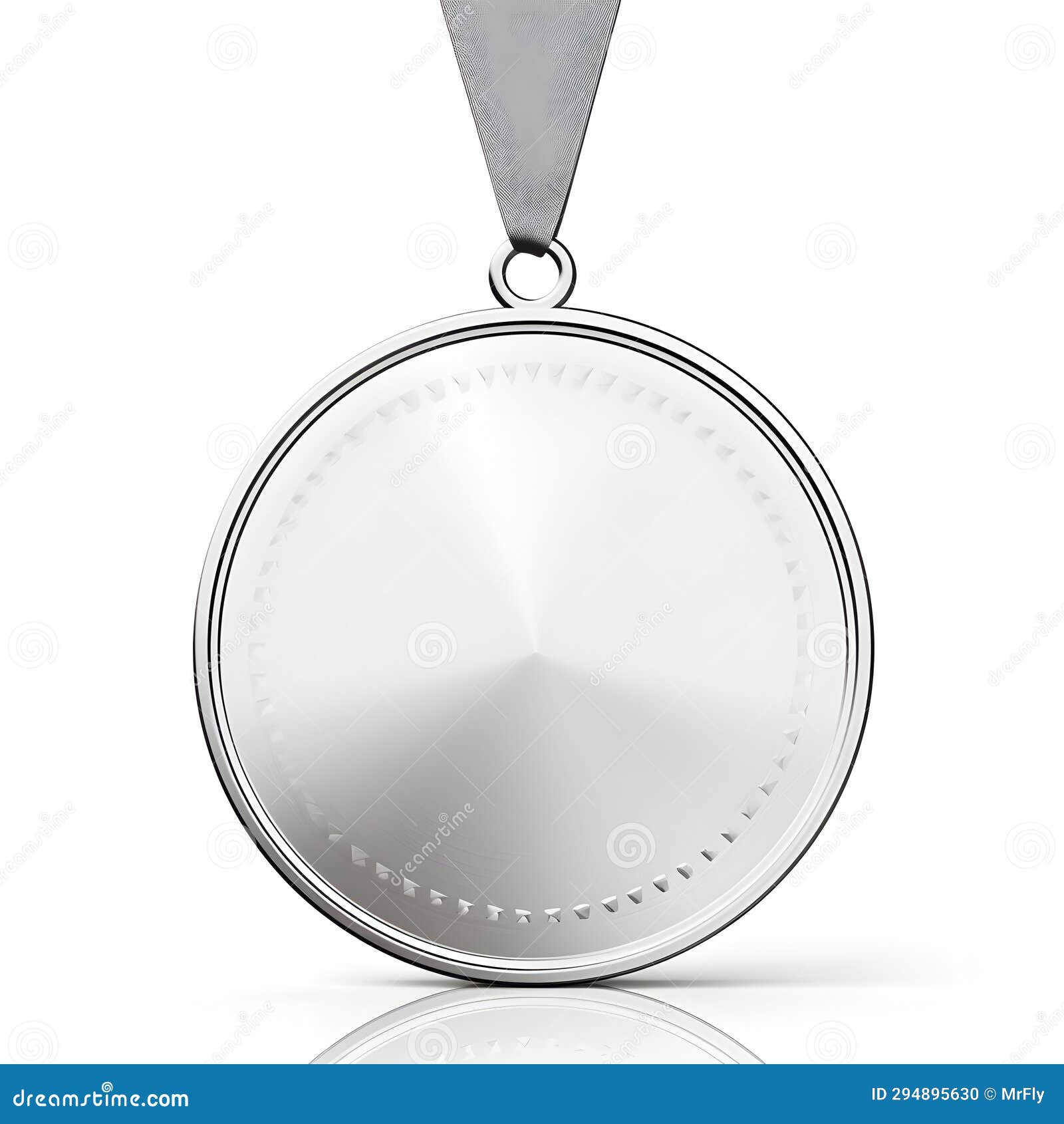 Silver Medal with Ribbon, Blank Medal Stock Illustration - Illustration ...