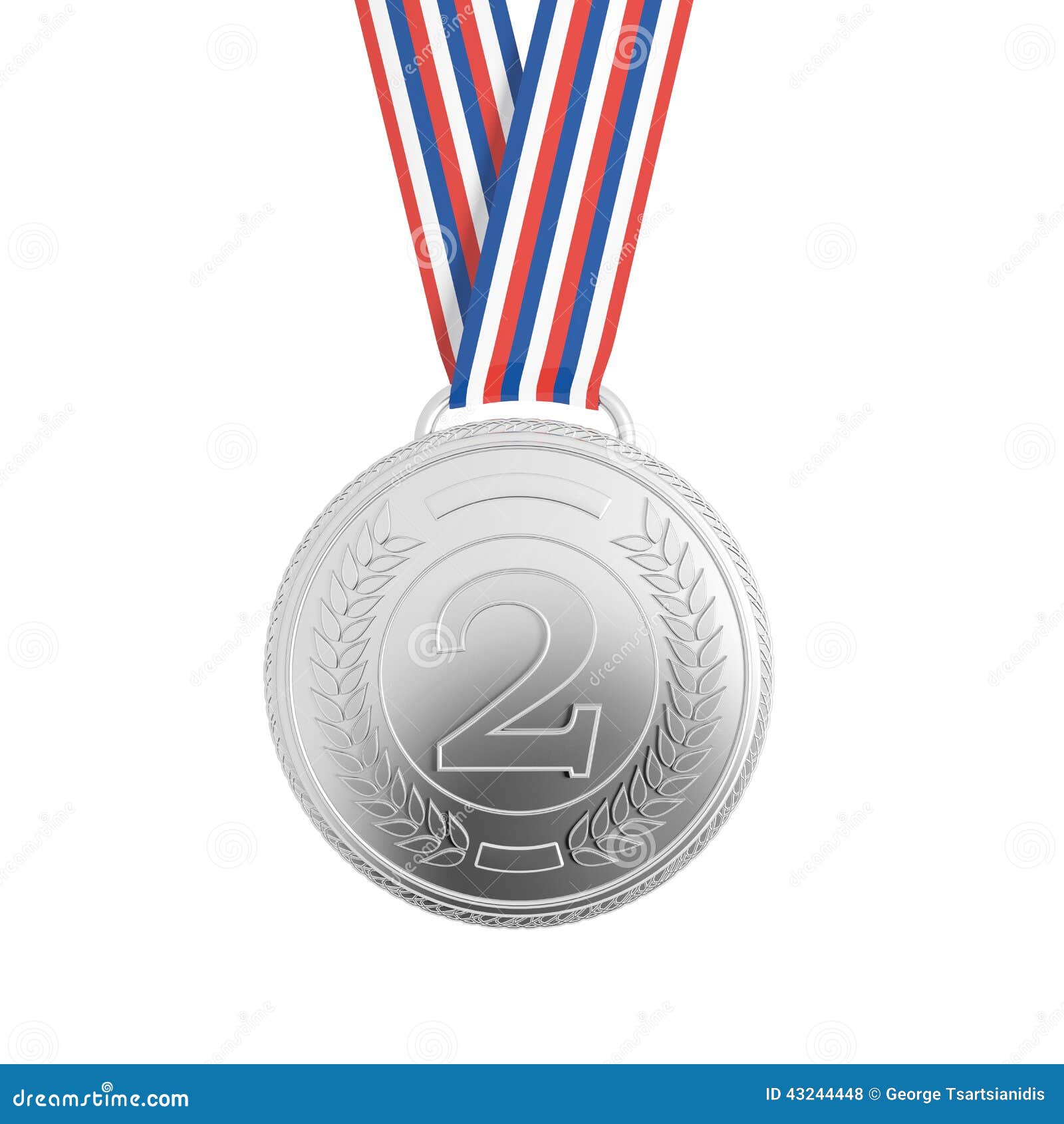 Silver medal with ribbon stock illustration. Illustration of sport ...