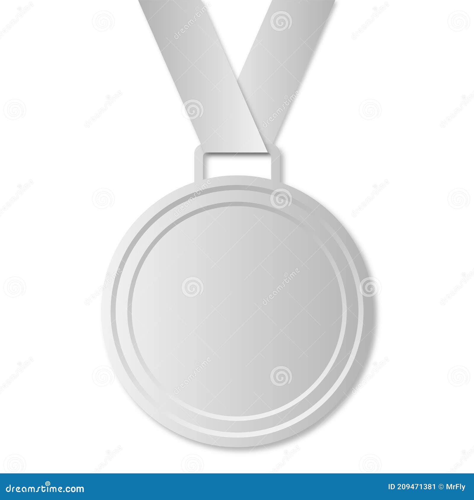 Silver Medal with Ribbon, Vector Image Stock Vector - Illustration of ...