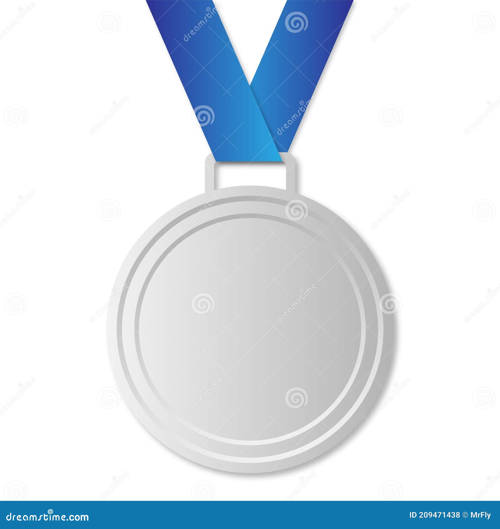 Silver Medal with Ribbon, Vector Image Stock Vector - Illustration of ...