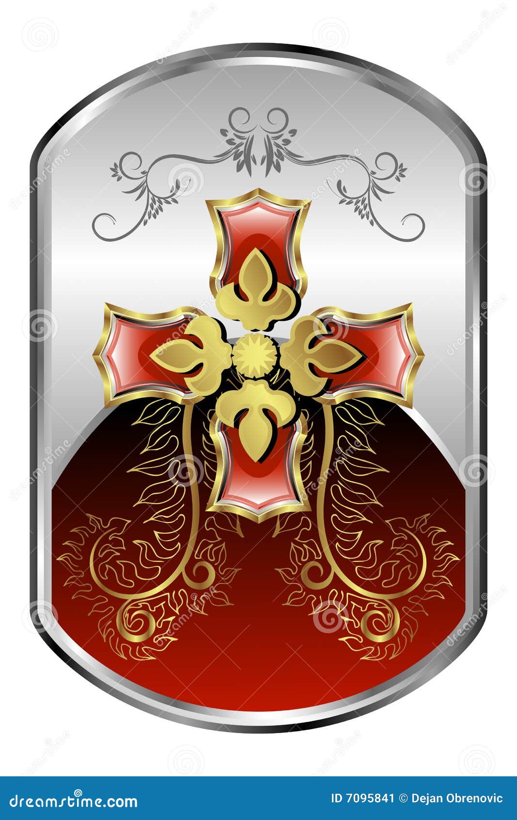 Silver Medallion stock vector. Illustration of card, classic - 7095841