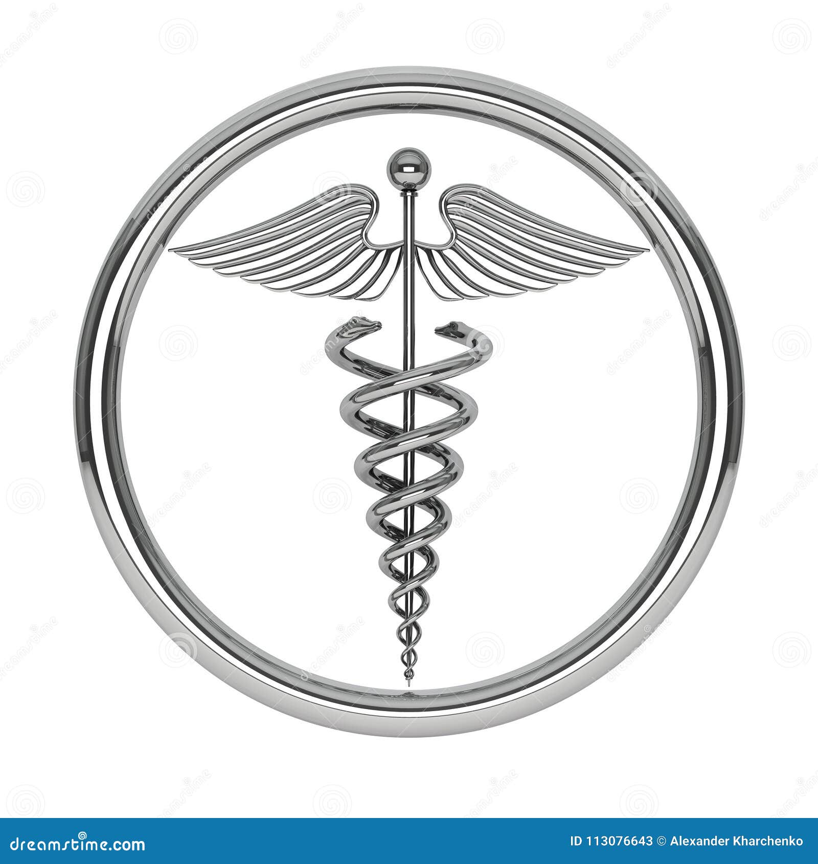 Silver Medical Caduceus Symbol. 3d Rendering Stock Illustration ...