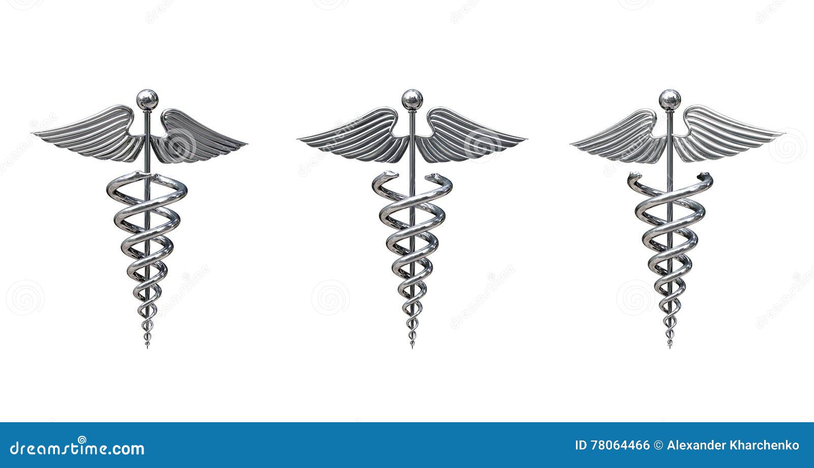 Silver Medical Caduceus Symbol. 3d Rendering Stock Illustration ...