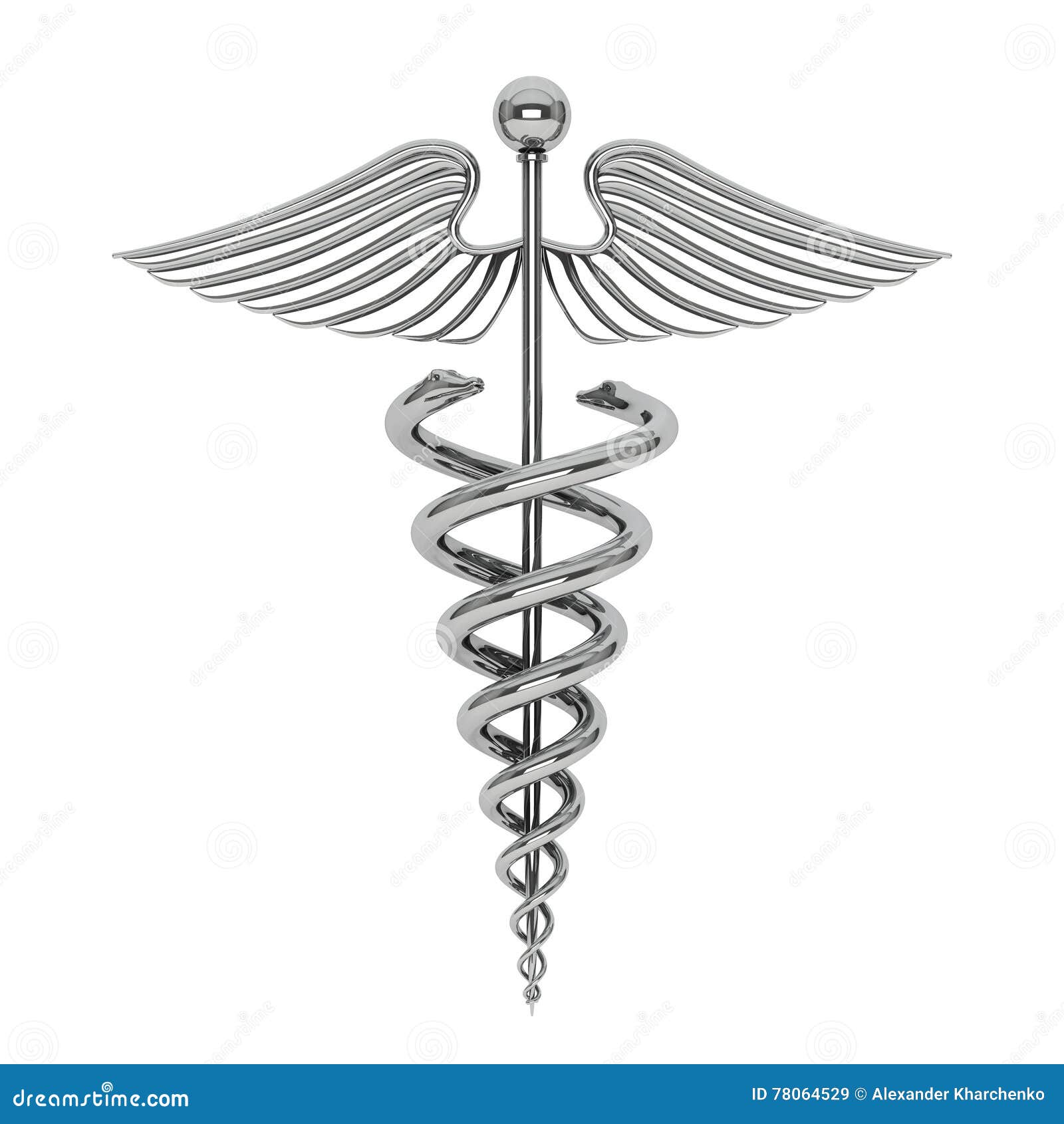 Silver Medical Caduceus Symbol. 3d Rendering Stock Illustration ...