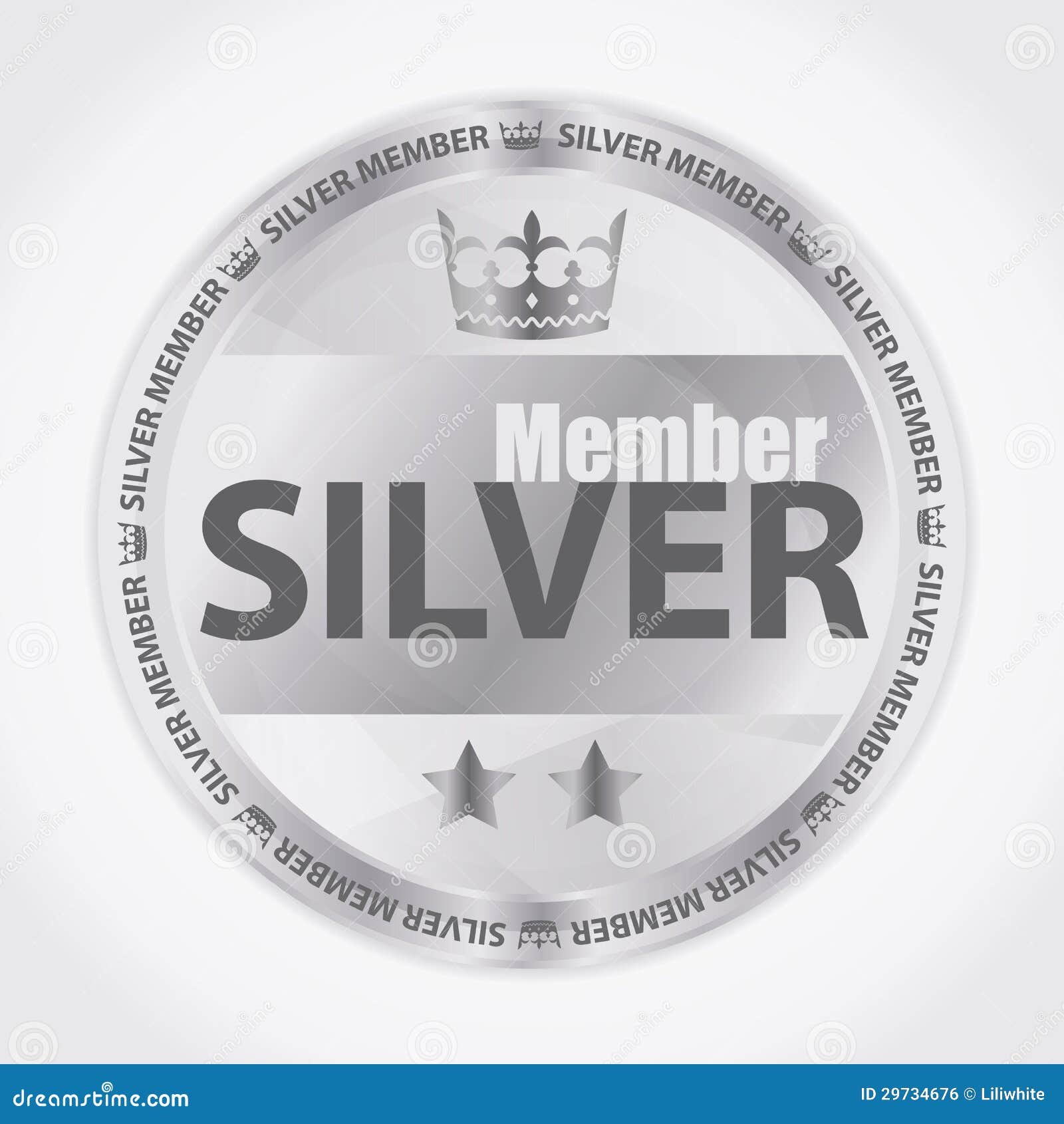 Silver Member Badge with Royal Crown and Two Stars Stock Vector ...