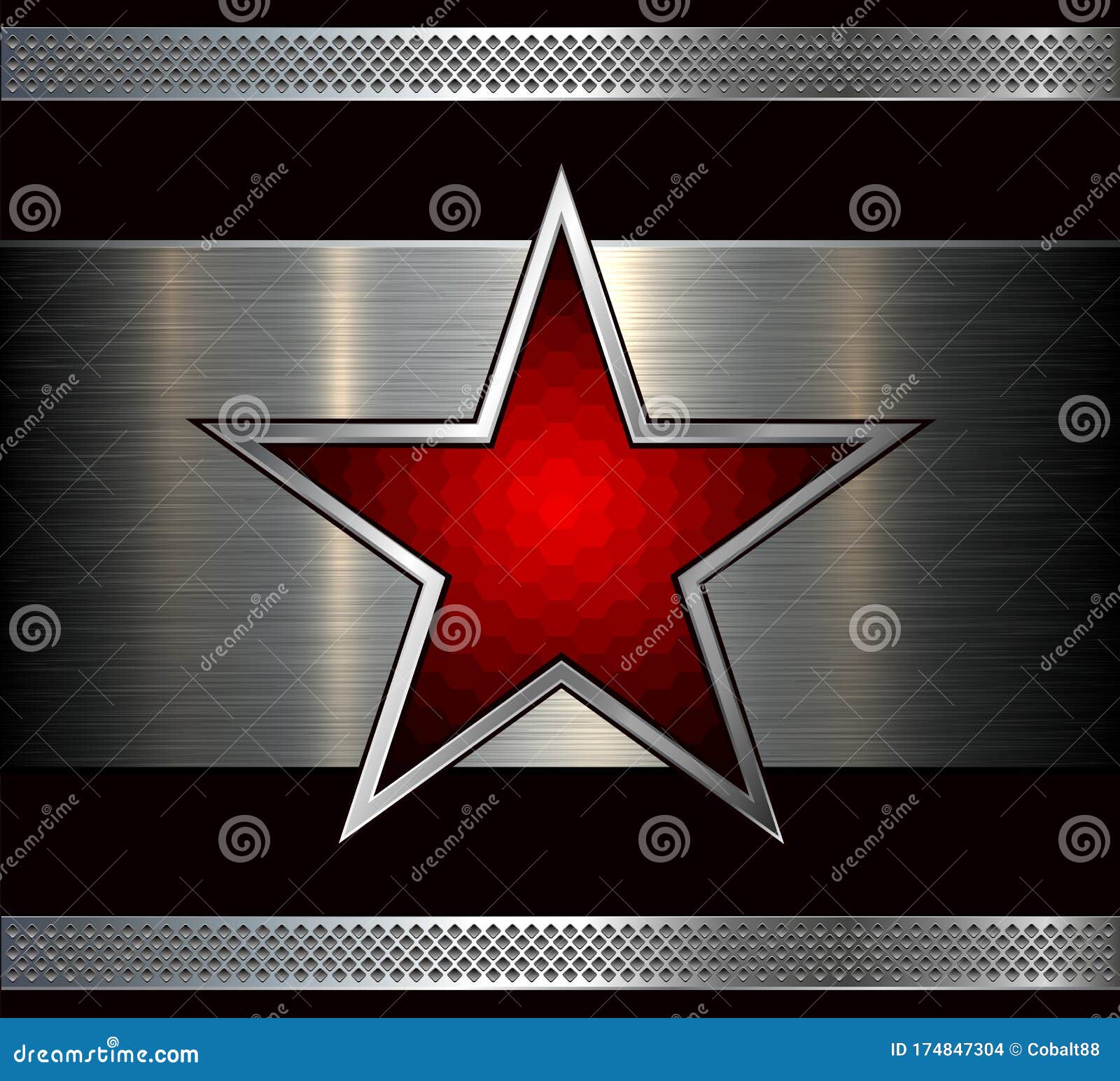 Silver Metal Background with Red Star Inside Stock Vector ...