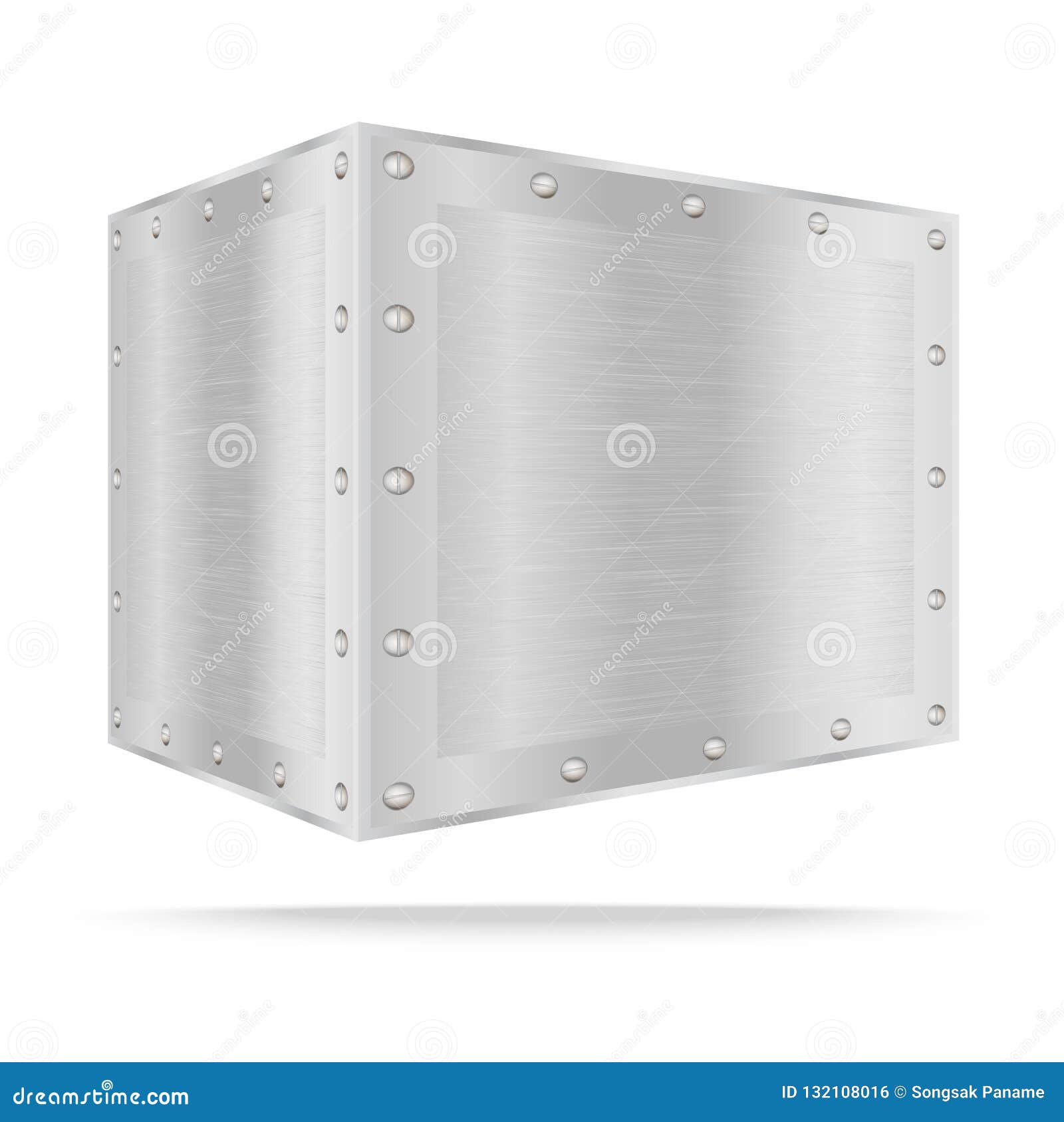 Silver metal box on white stock vector. Illustration of protect - 132108016