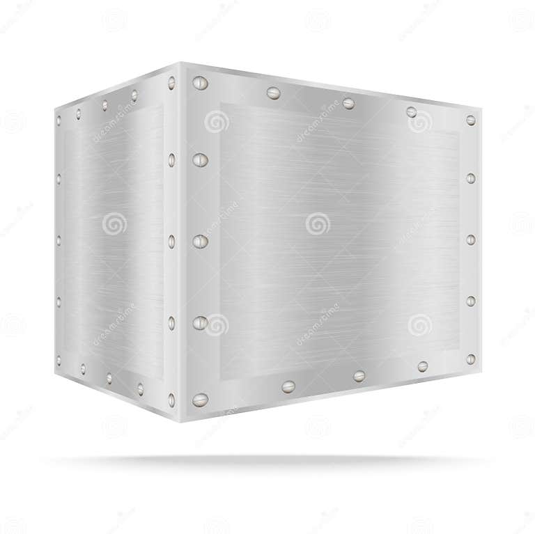 Silver metal box on white stock vector. Illustration of protect - 132108016