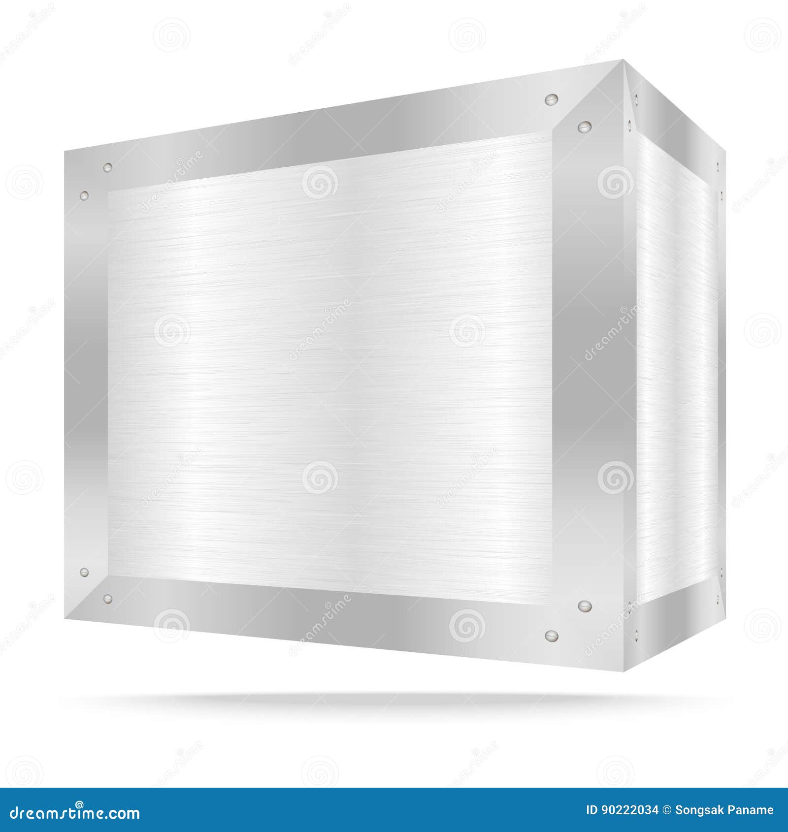 Silver metal box on white stock vector. Illustration of pack - 90222034