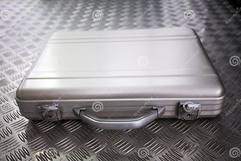 Silver metal briefcase stock photo. Image of chrome, grip - 15282854