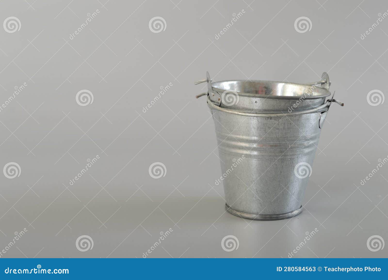 Silver Metal Bucket Isolated on a Grey Background Stock Image - Image ...