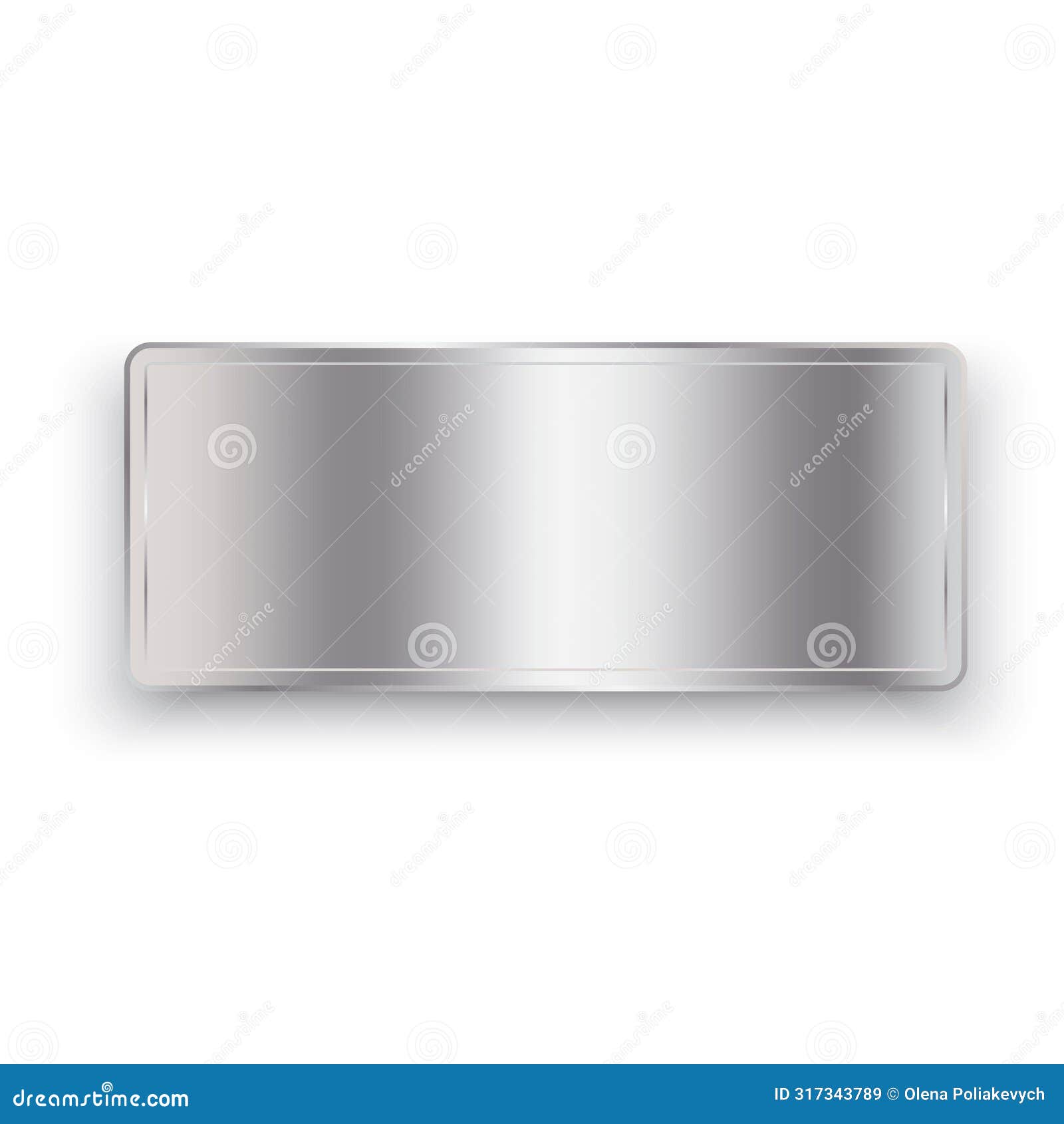 Silver Metal Button Icon. Horizontal Orientation. Reflective Shiny ...