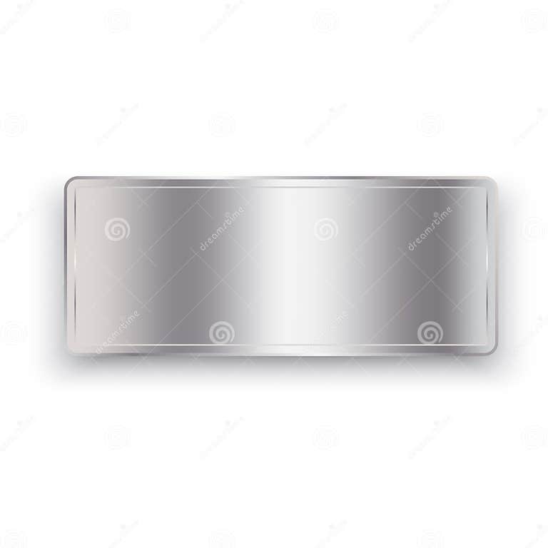 Silver Metal Button Icon. Horizontal Orientation. Reflective Shiny ...