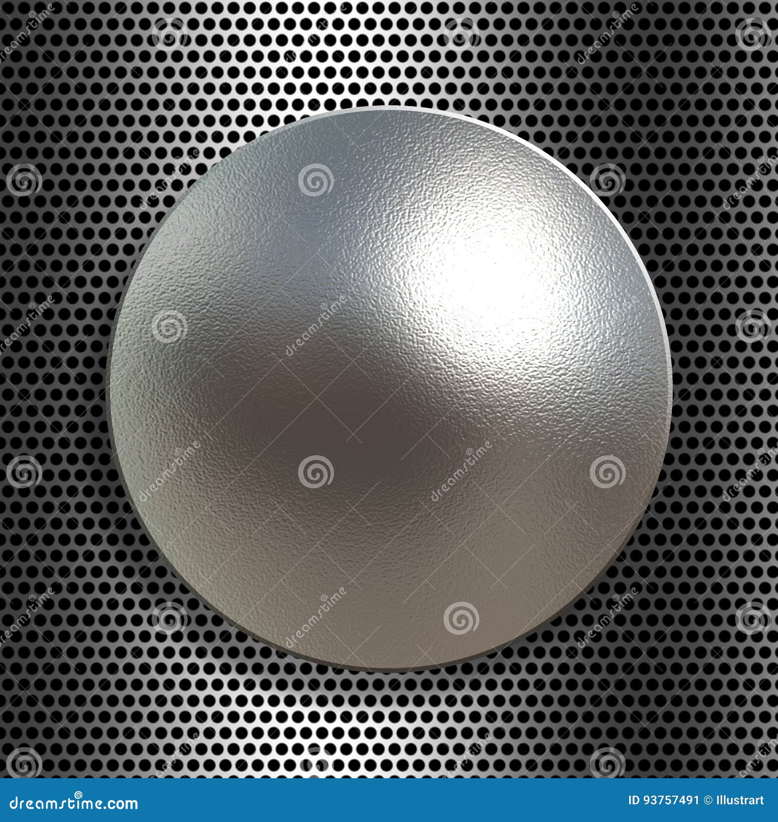 Silver Metal Button on a Metal Background Stock Illustration ...