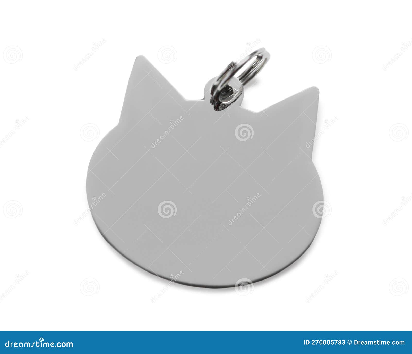 Silver Metal Cat Shaped Tag Isolated on White. Pet Accessory Stock ...