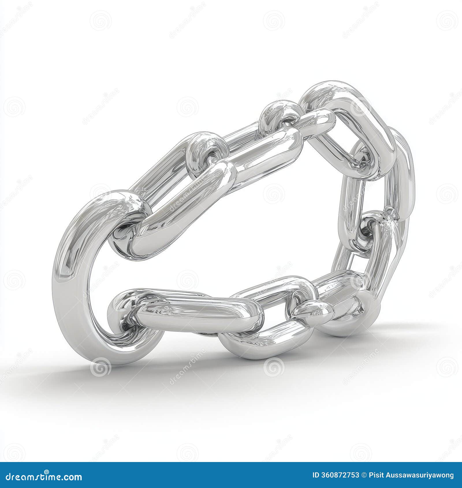Silver Metal Chain 3D Render on White Stock Illustration - Illustration ...