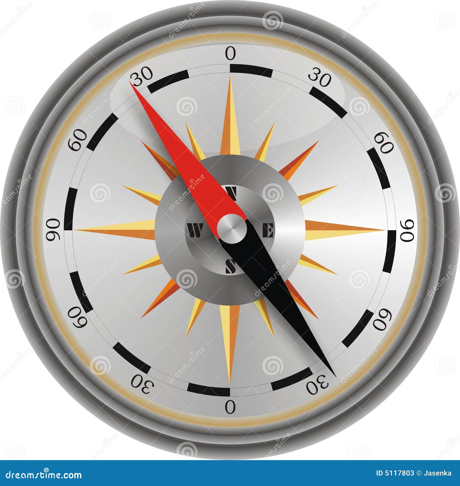 Silver metal compass stock illustration. Illustration of point - 5117803