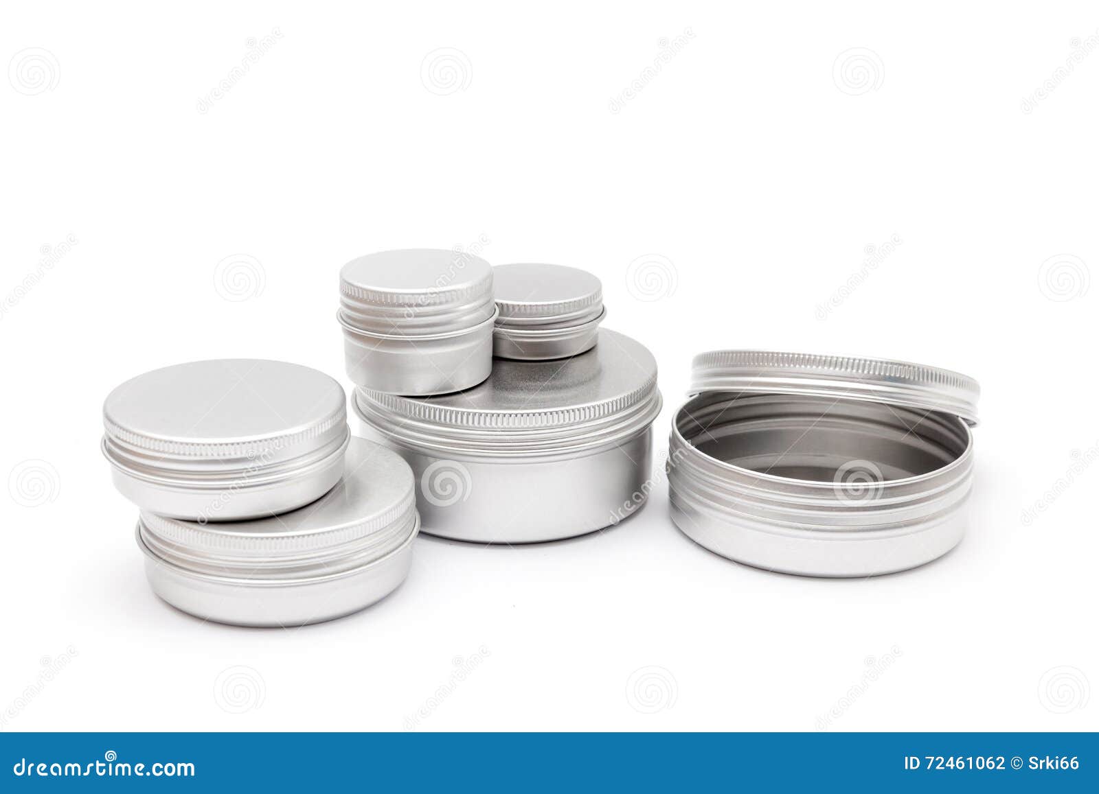Silver Metal Containers for Cosmetics Stock Photo - Image of metal ...
