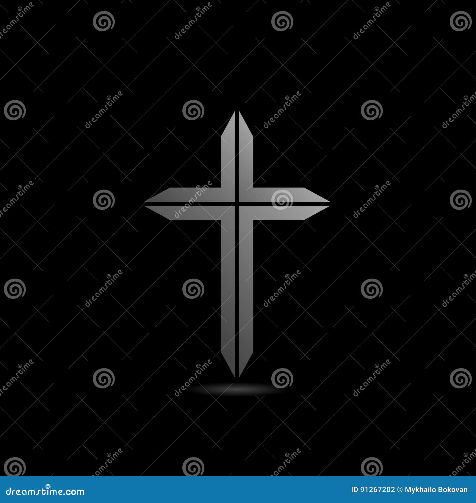 Silver Metal cross logo stock vector. Illustration of bible - 91267202