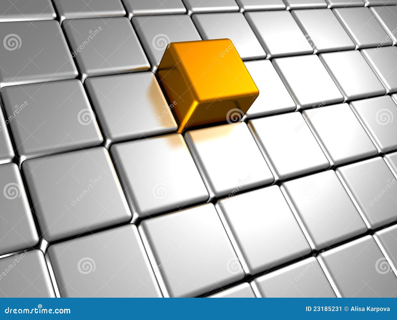 Silver Metal Cubes Background With Golden Element Stock Image ...
