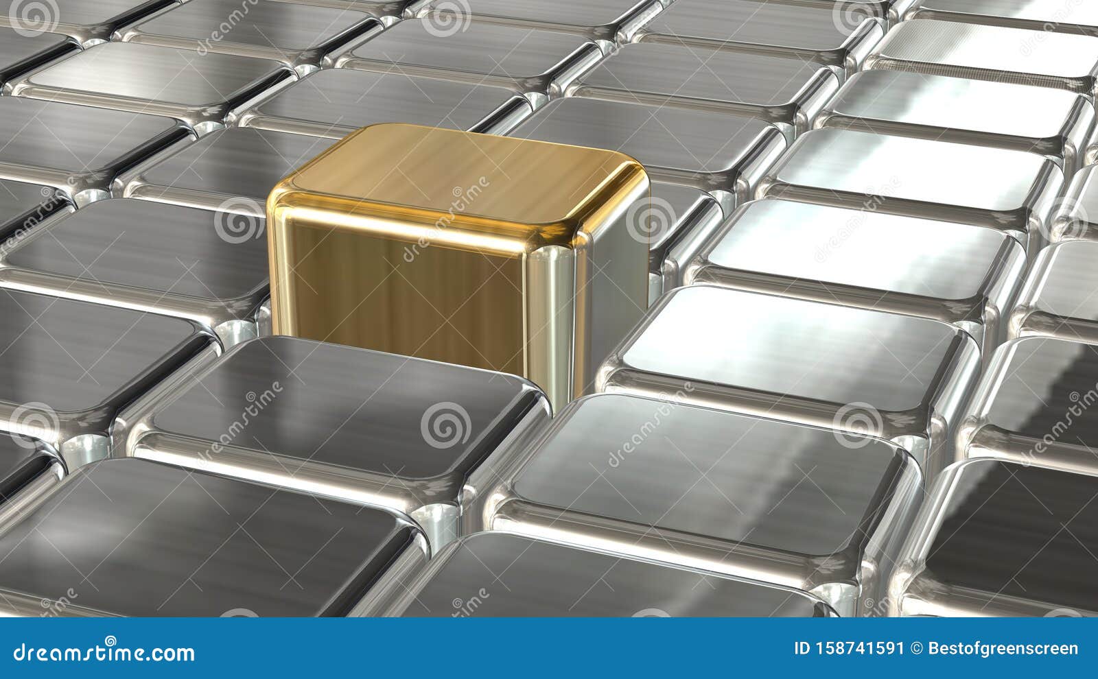 Silver Metal Cubes Background with Out Standing Golden Cube Stock ...