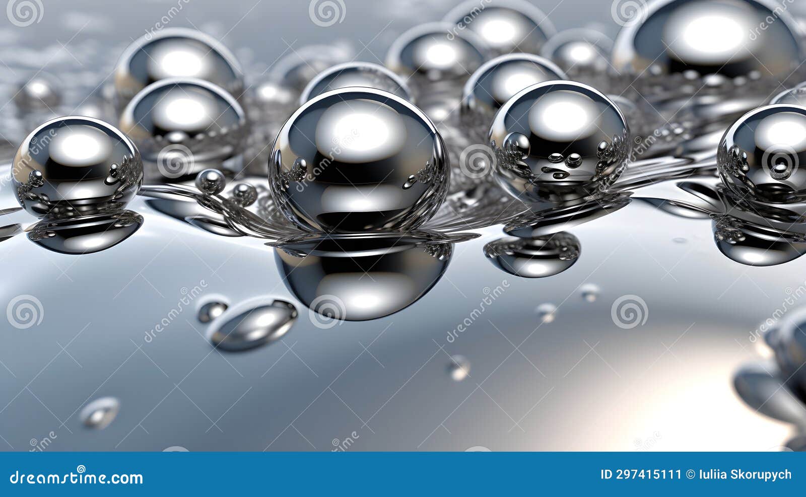 Silver Metal Drops on a Silver Shiny Surface Stock Illustration ...