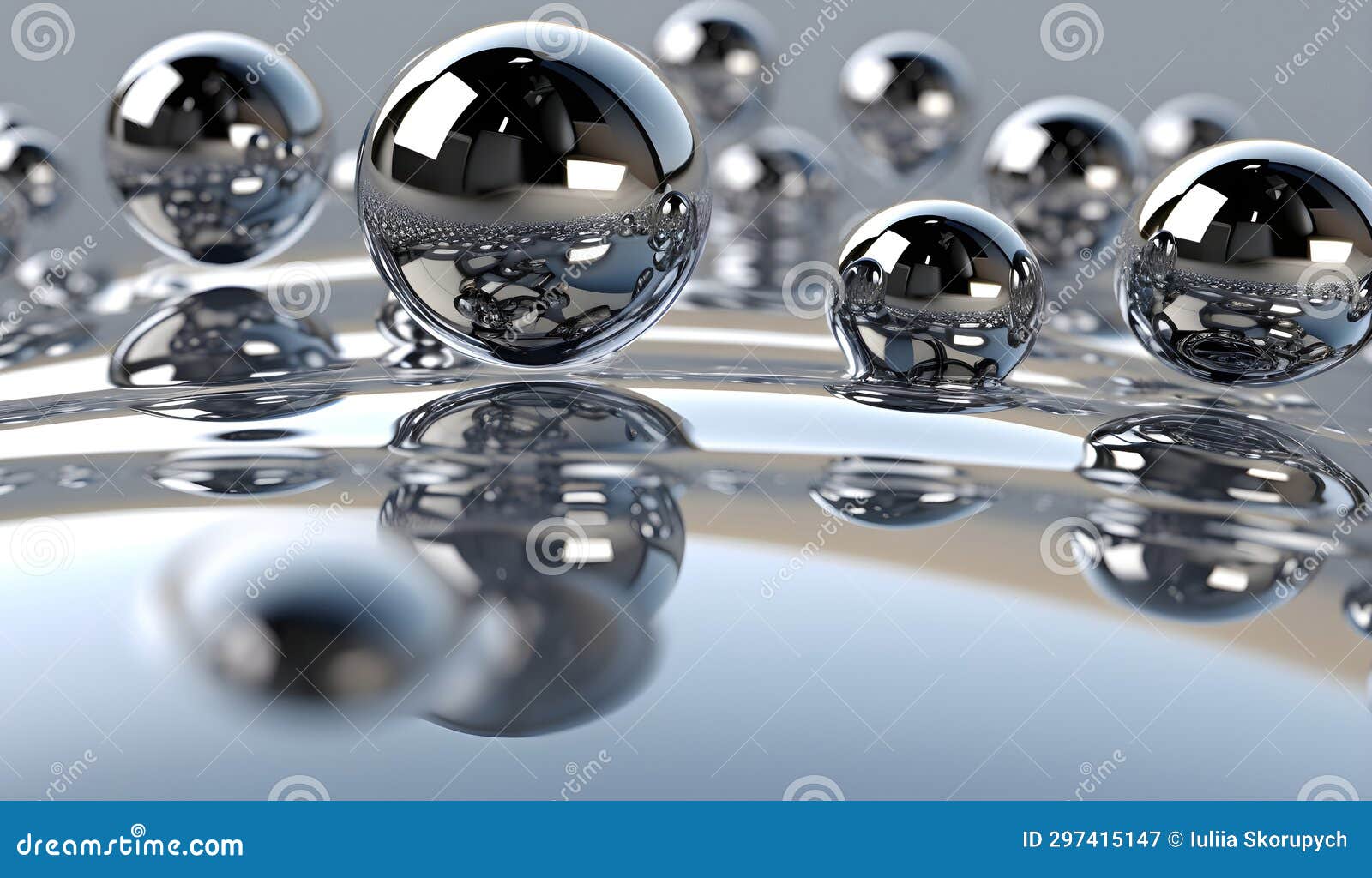 Silver Metal Drops on a Silver Shiny Surface Stock Illustration ...