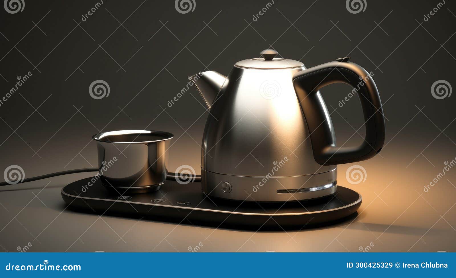 Silver Metal Electric Kettle for Boiling Water and Making Tea on a ...