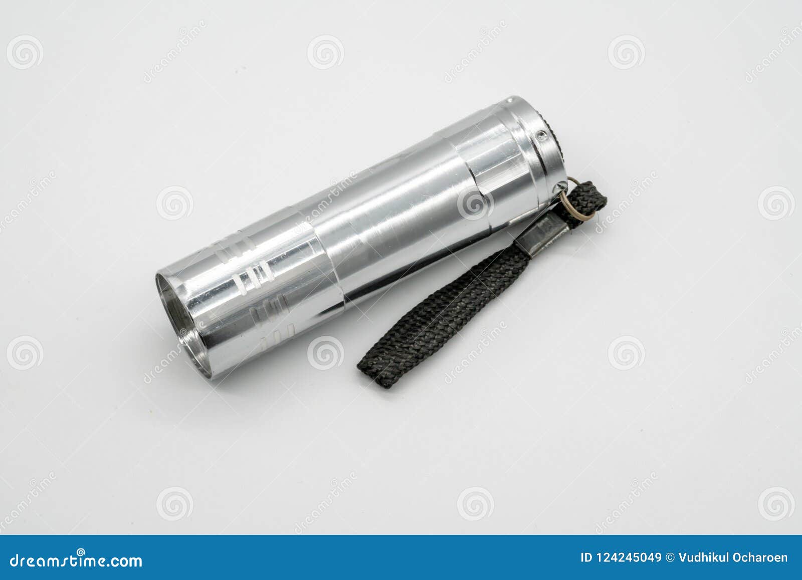 Silver Metal Flashlight Isolated on White Background Stock Image ...