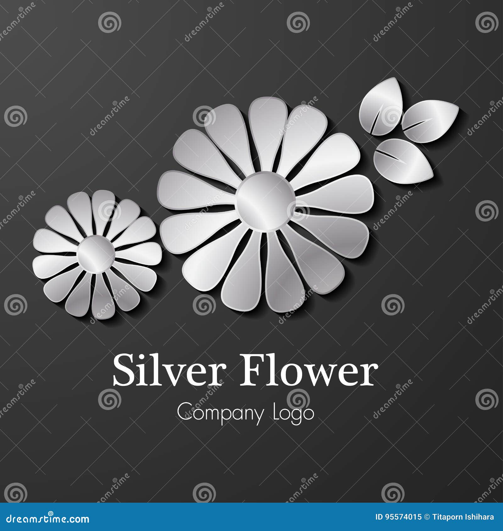 Silver Metal Flower Logo Vector Stock Vector - Illustration of element ...