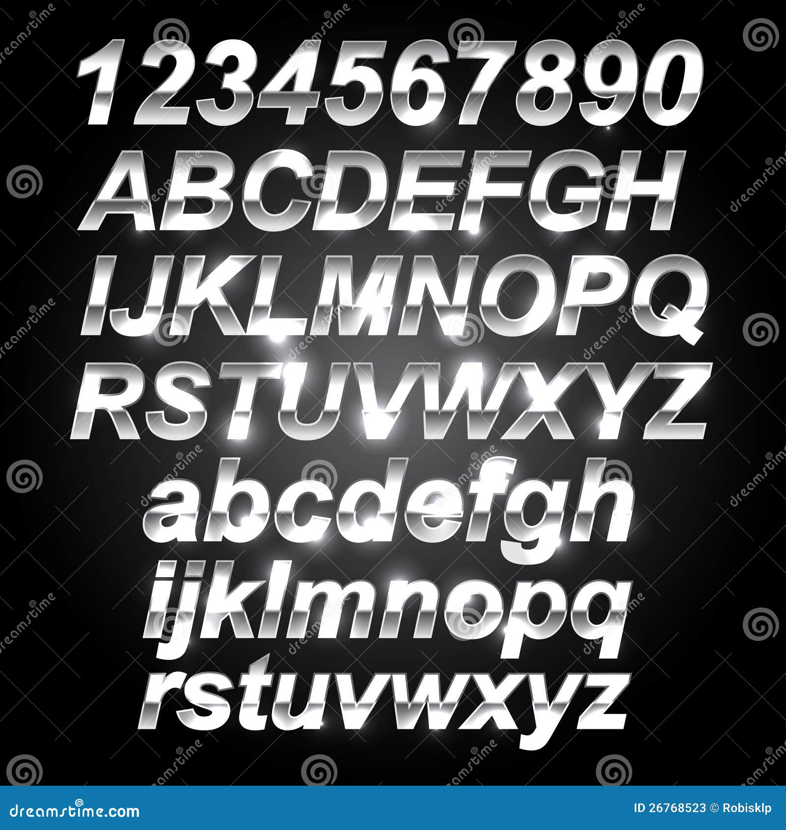 Silver Metal Font stock vector. Illustration of design - 26768523