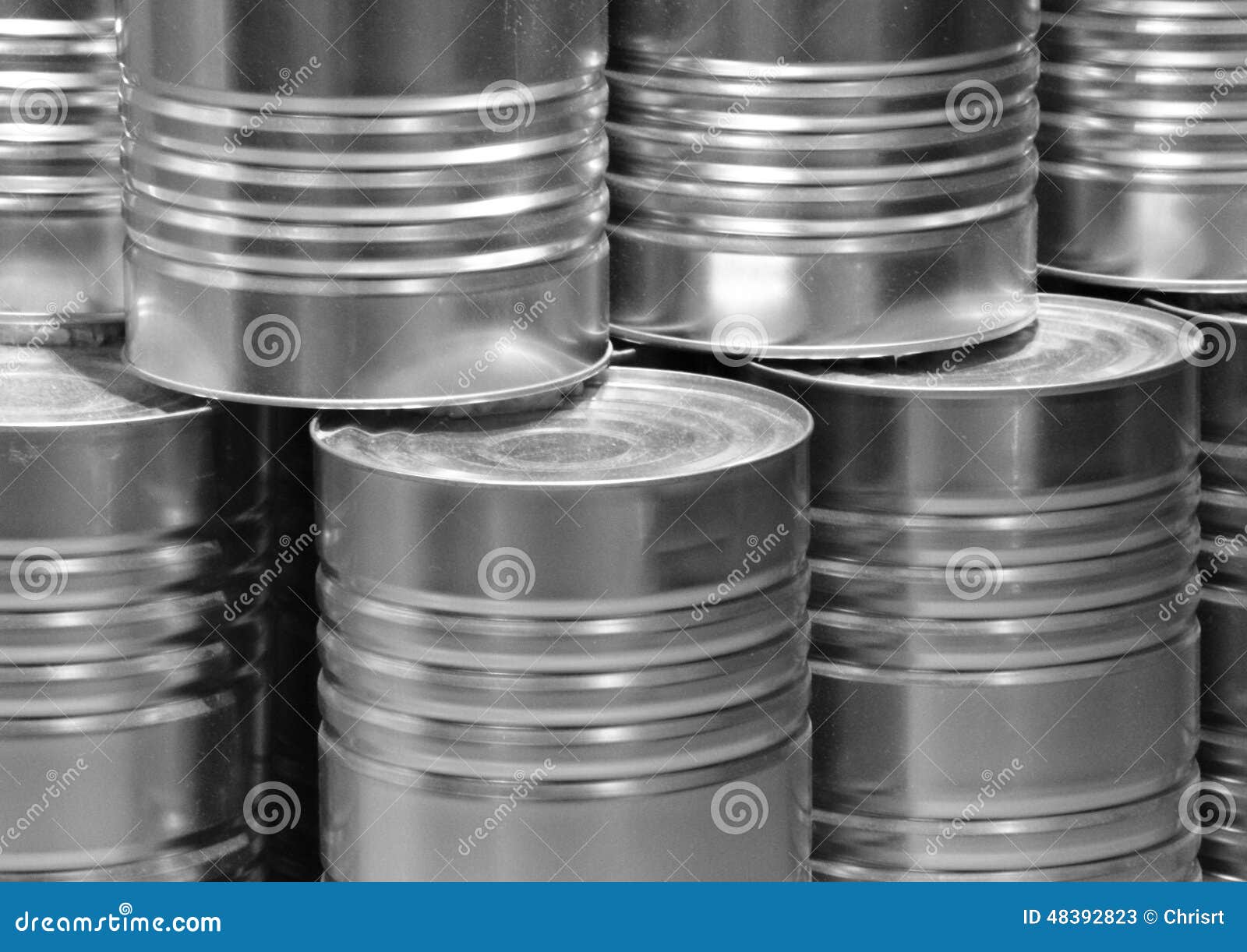 Silver Metal Food Cans Closeup on Stack Stock Image - Image of blank ...