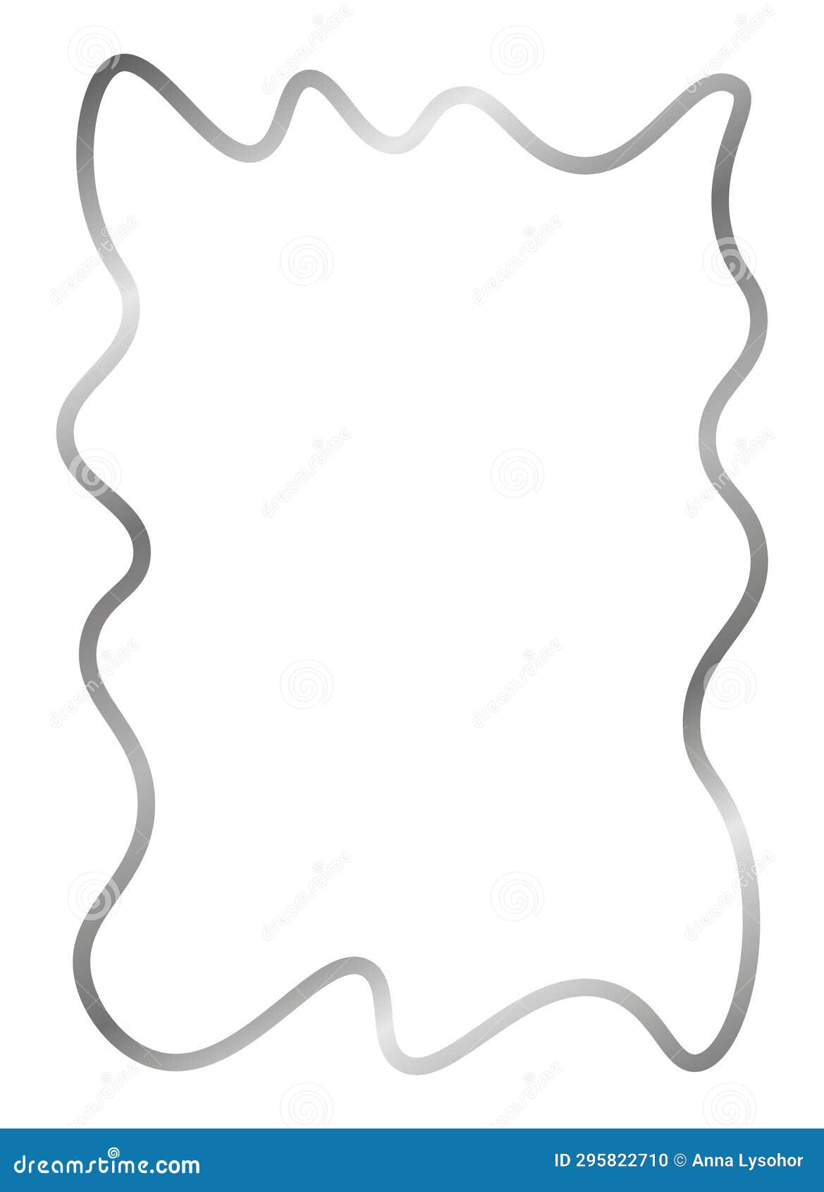 Silver Metal Frame Isolated on White. Interesting Wavy Frame Stock ...