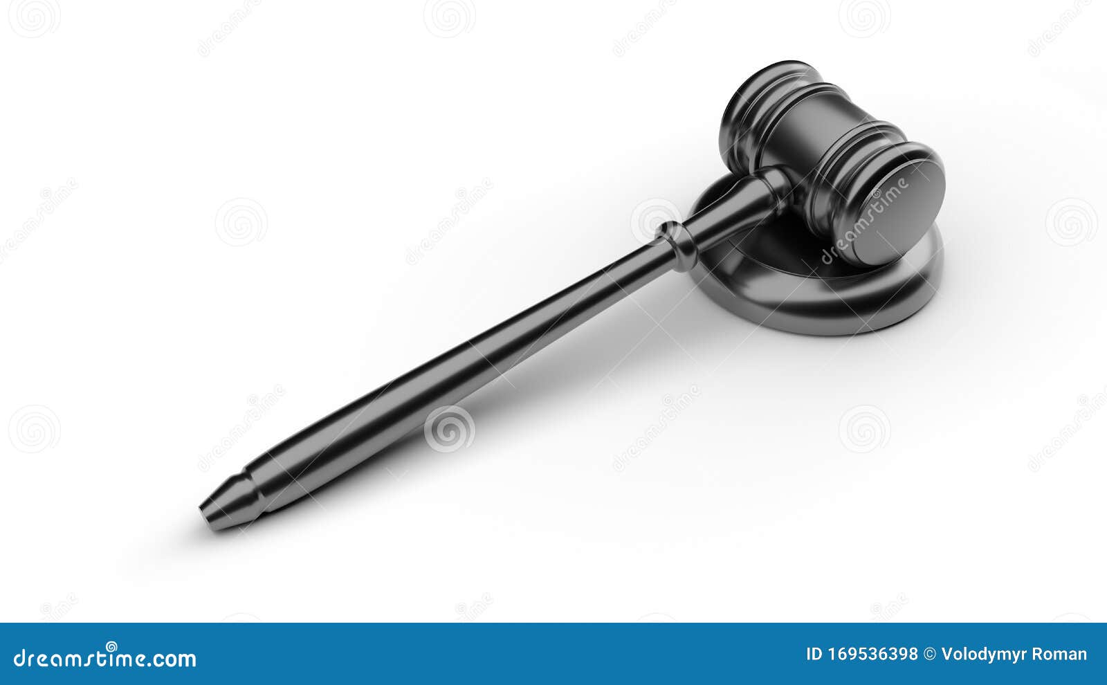 Silver Metal Gavel Perspective Render Isolated on White Background ...
