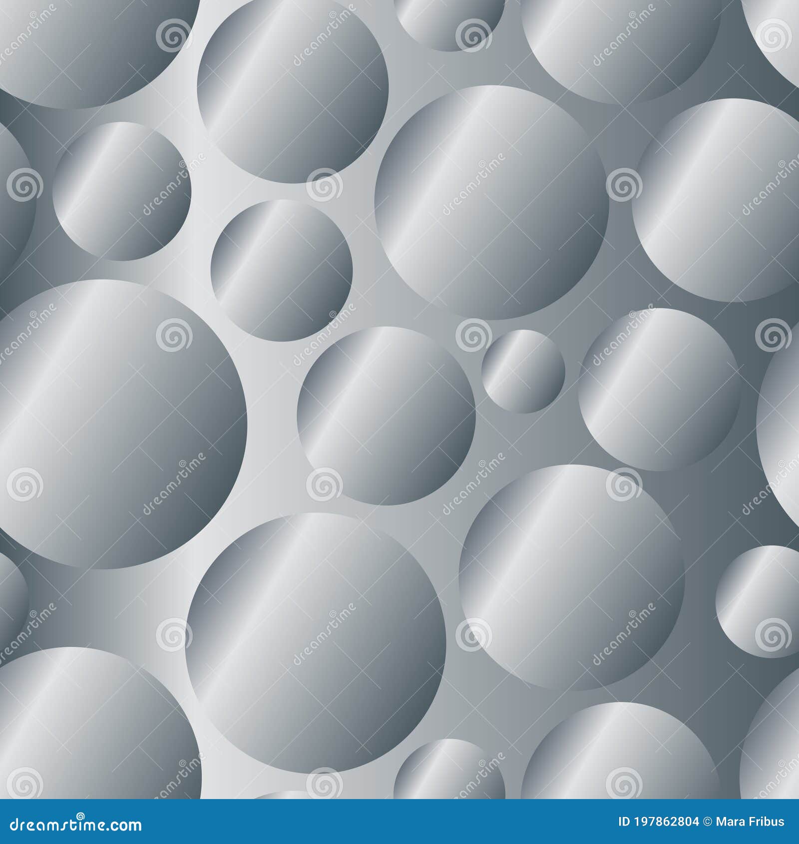 Silver Metal Gradient Circles Seamless Pattern Stock Vector ...