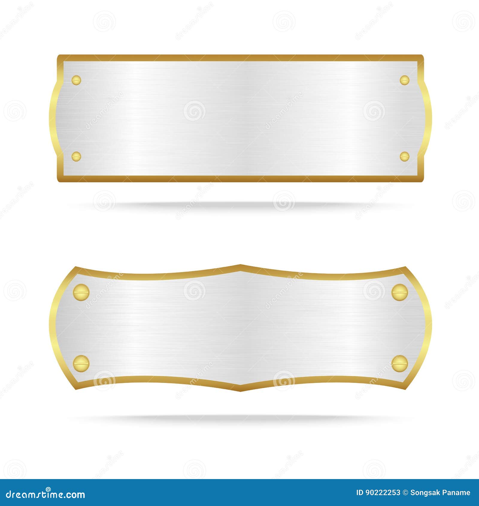 Silver metal label with stock vector. Illustration of nameplate - 90222253