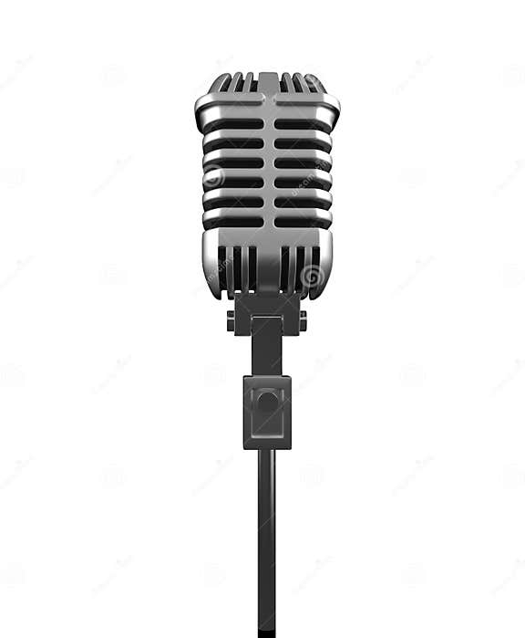 Silver Metal Microphone Isolate on White Background with Clipping Mask ...