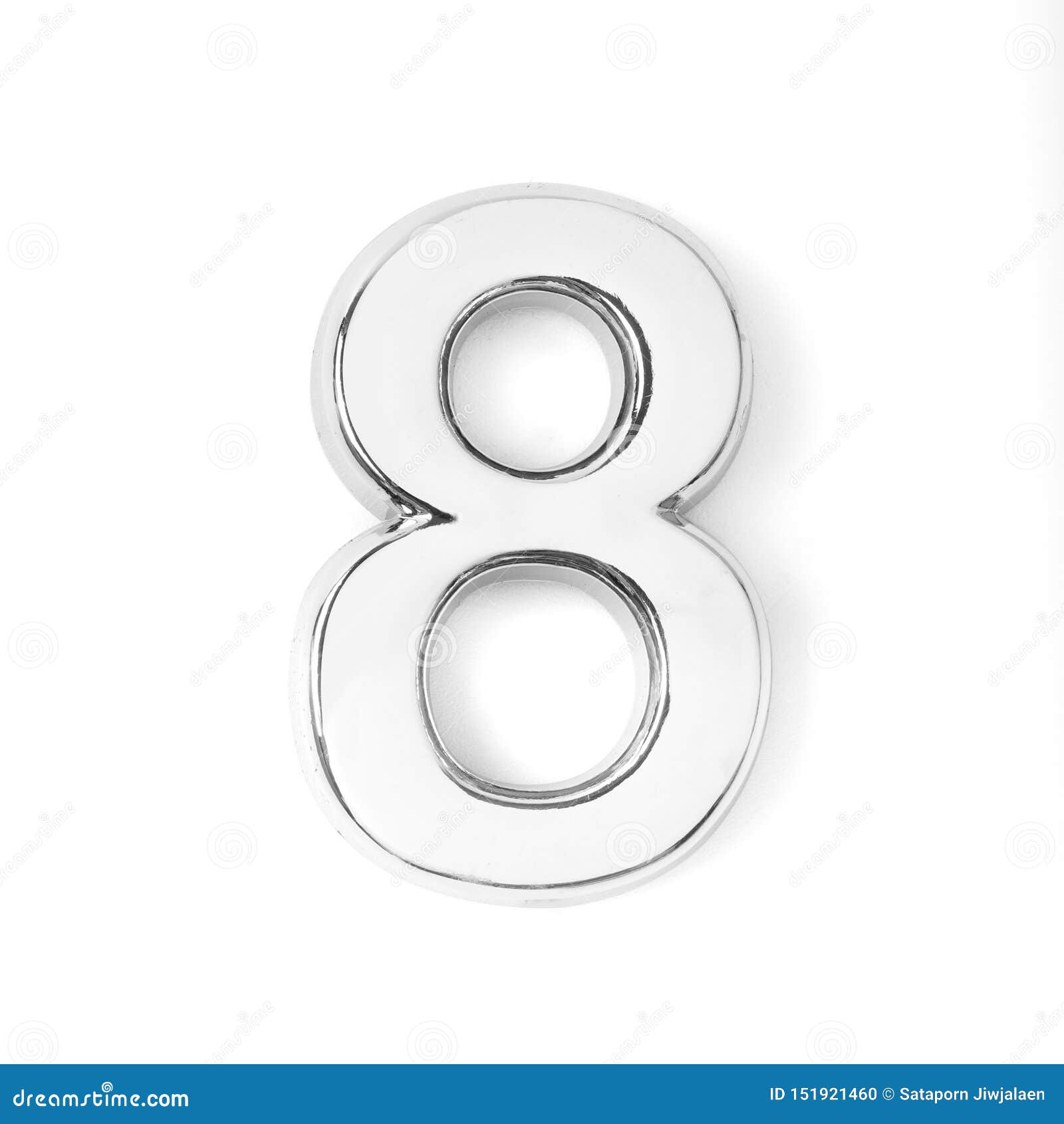 Silver Metal Number Eight on White Stock Photo - Image of nickel ...