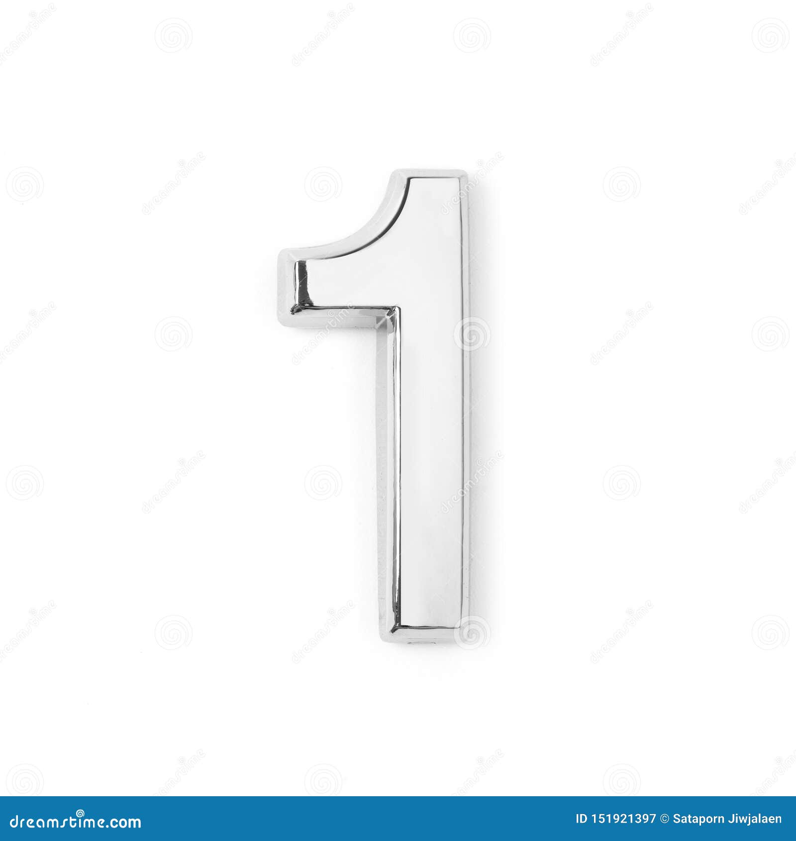 Silver Metal Number One on White Stock Image - Image of numbers, digit ...