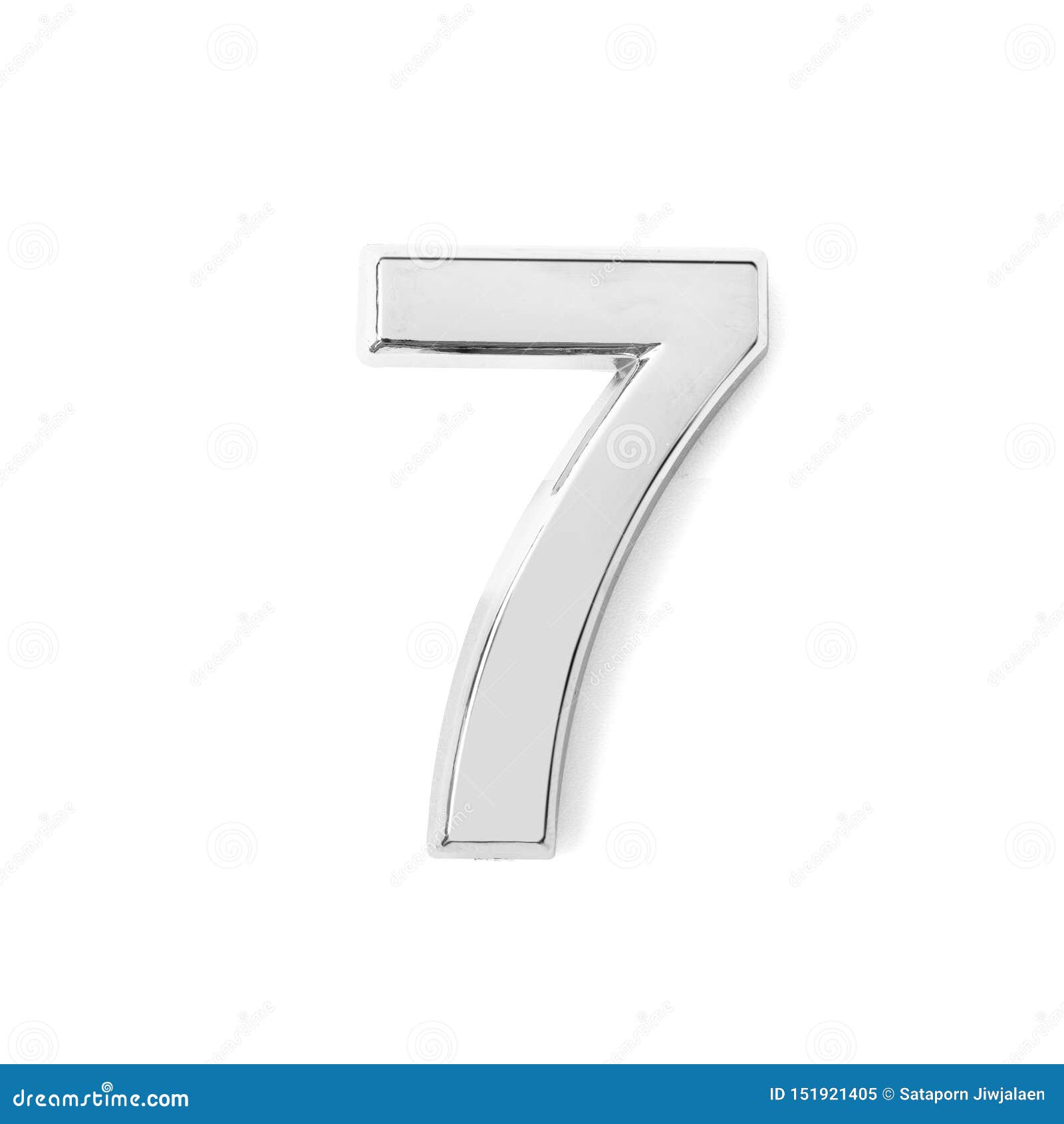 Silver Metal Number Seven on White Stock Image - Image of metallic ...