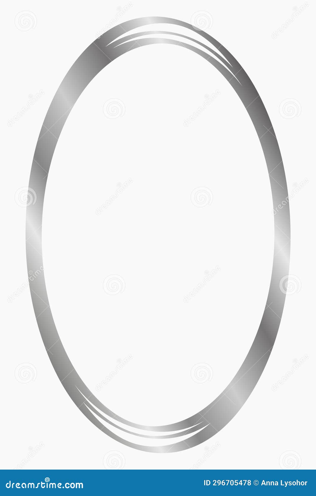 Silver Metal Oval Frame Isolated on White Stock Vector - Illustration ...