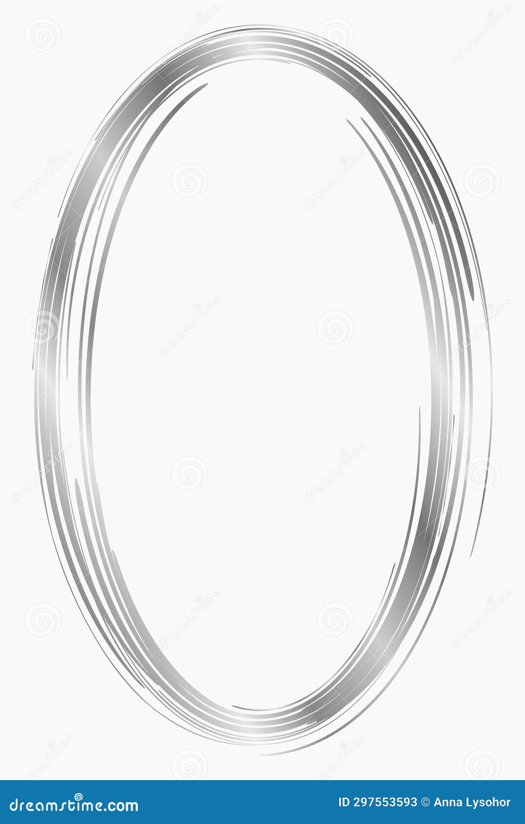 Silver Metal Oval Frame Isolated on White Stock Illustration ...