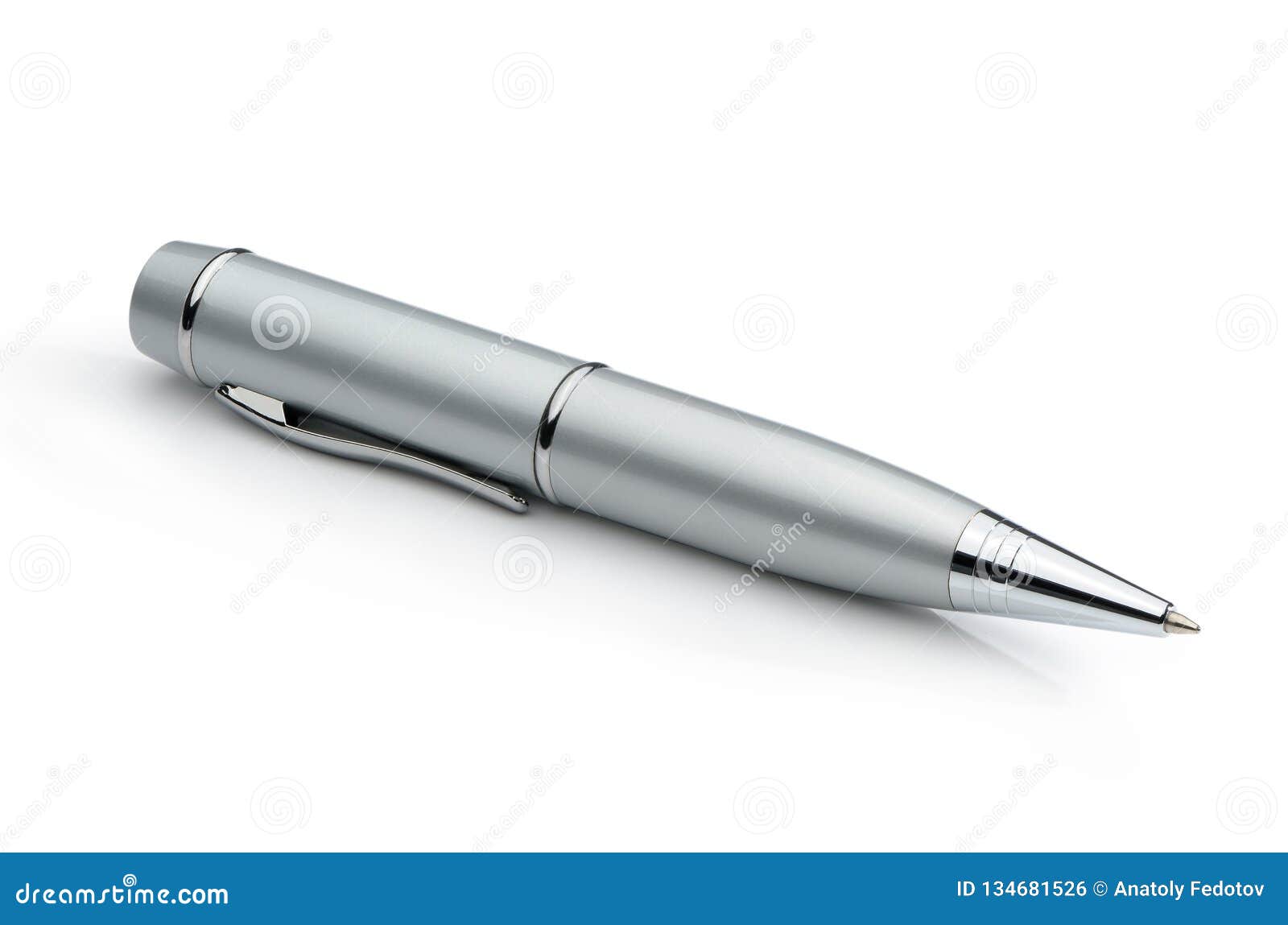Silver Metal Pen Isolated on a White Background Stock Photo - Image of ...