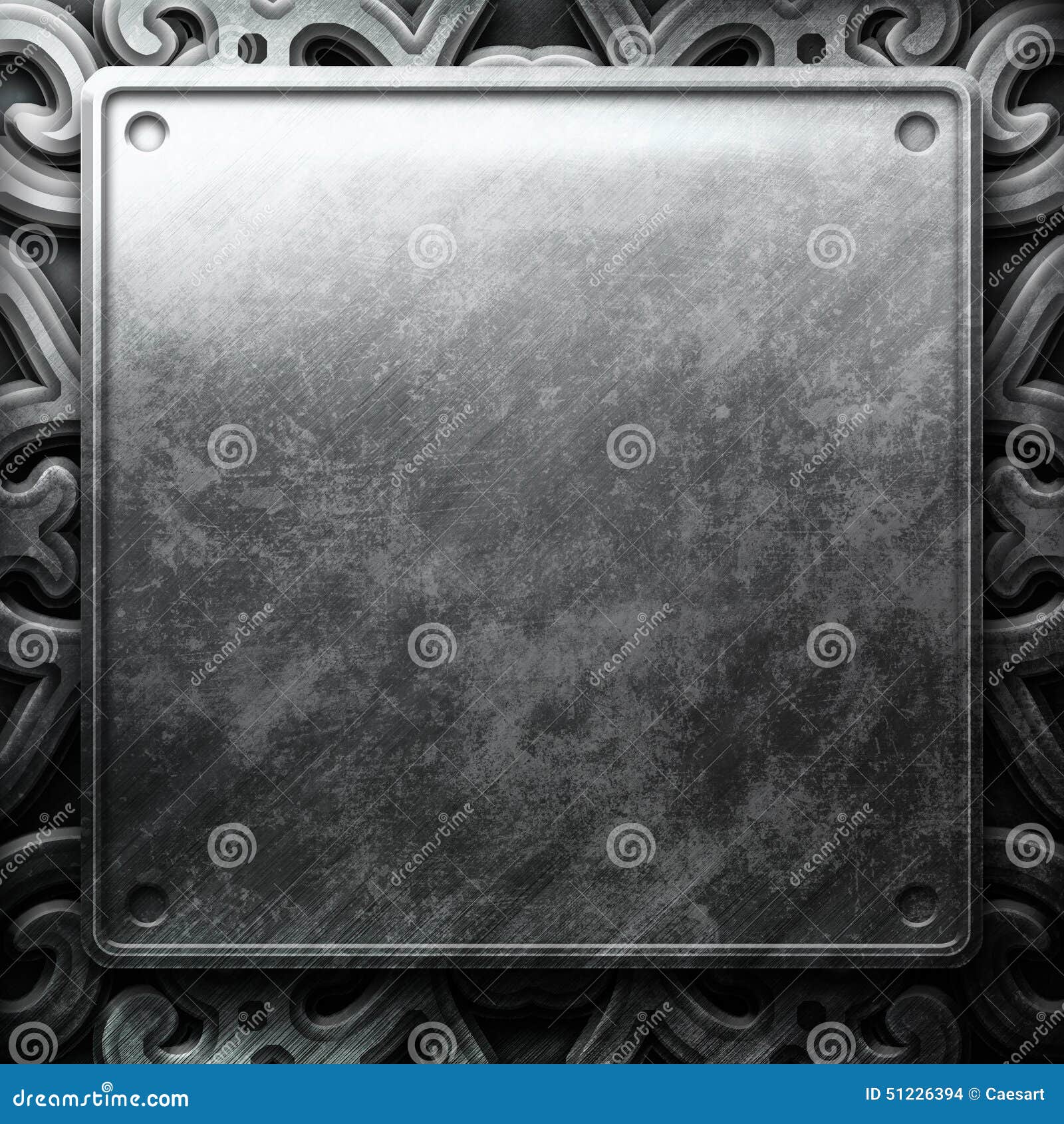 Silver Metal Plate with Classic Ornament Stock Photo - Image of luxury ...