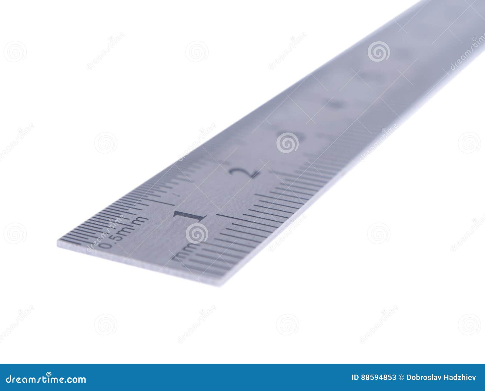 Silver Metal Ruler with Focus First Two Centimeters. with White ...