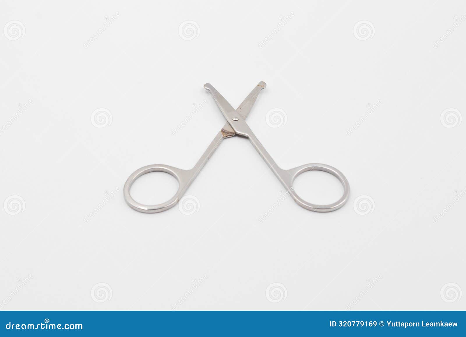 Silver Metal Scissors on a White Background, Scissors for Sewing on ...
