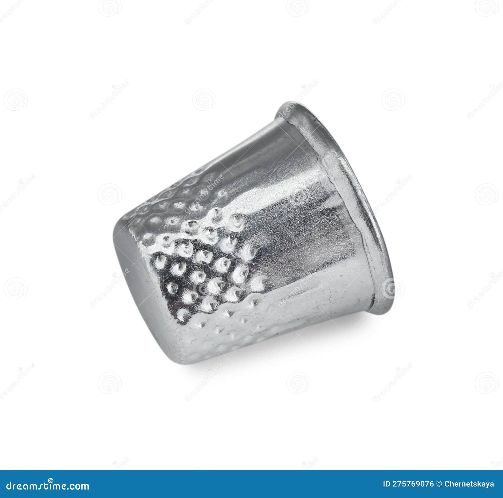 Silver Metal Sewing Thimble Isolated on White, Above View Stock Photo ...